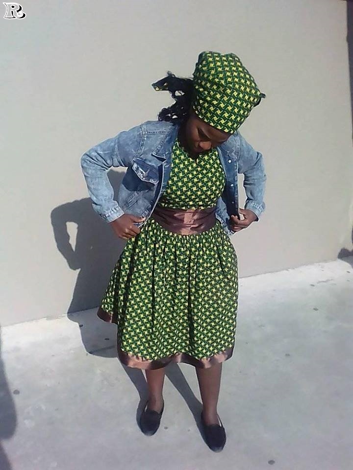 Top shweshwe dresses with apron - Reny styles shweshwe dresses with apron