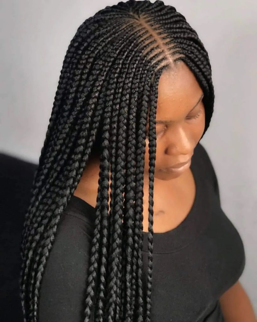 Ghana Weaving Hairstyles: Center Parting Ghana Weaving Styles 2023 ...